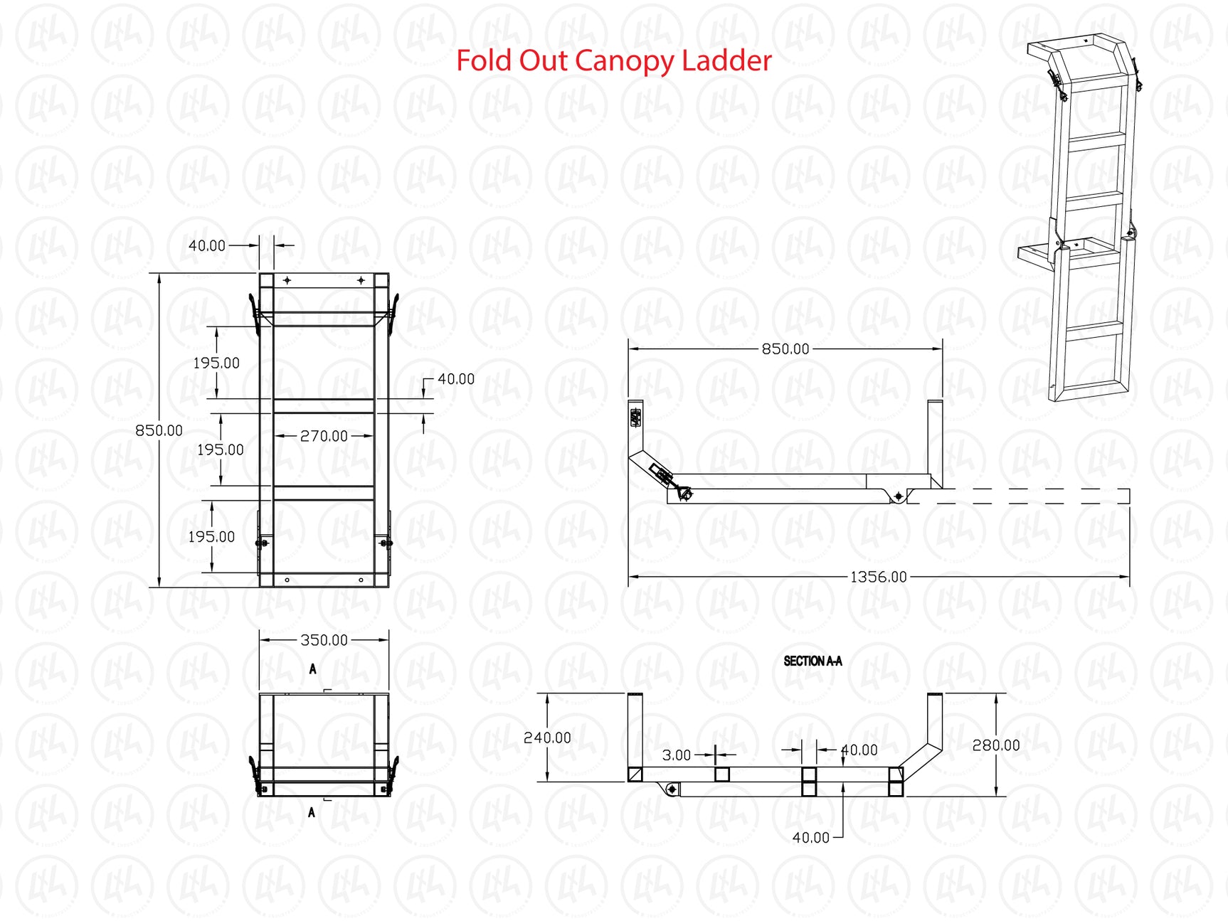 850mm Canopy Ladder Fold Out – 4x4industries
