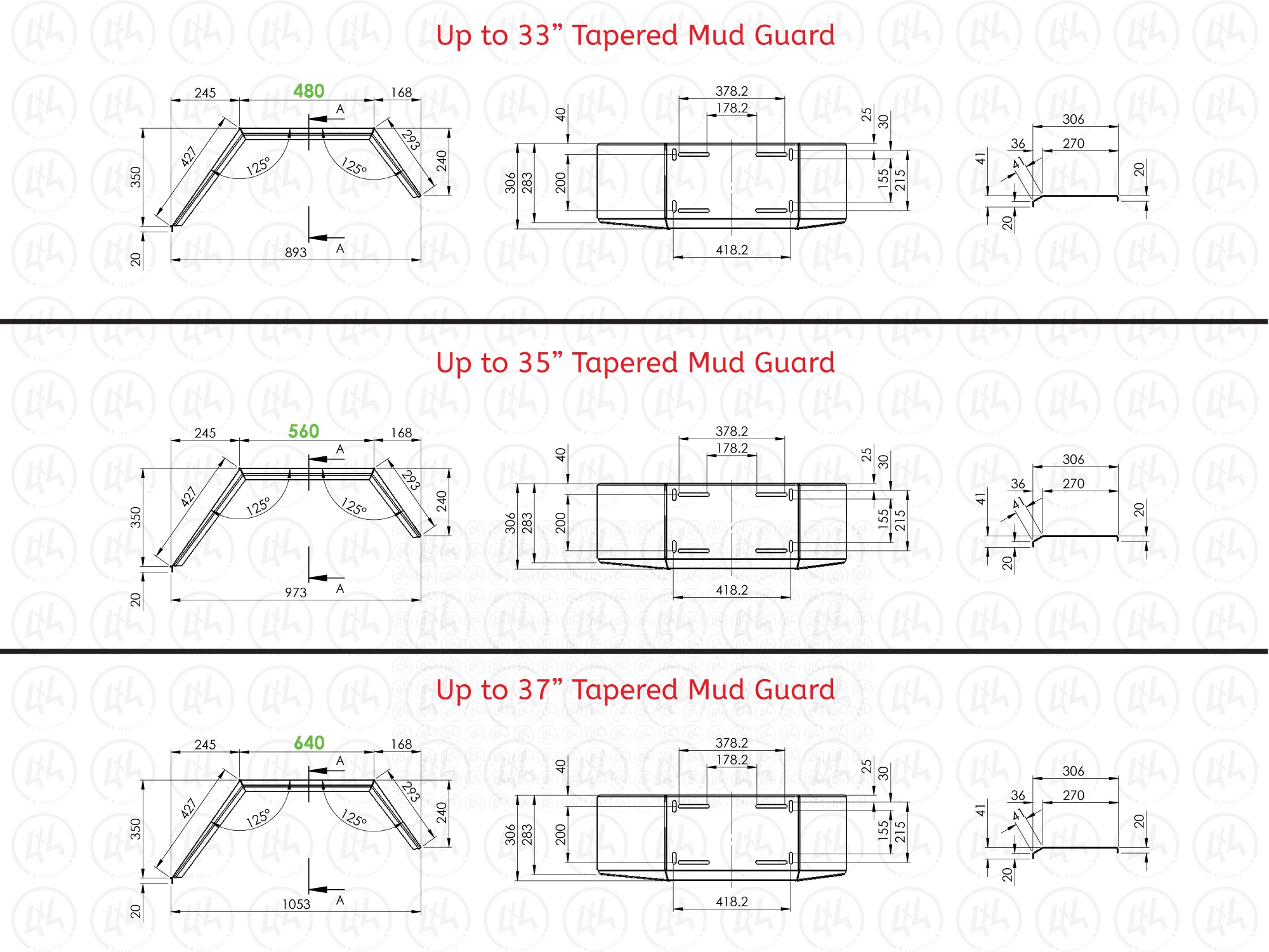 Tapered Mud Guards – 4x4industries